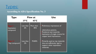 impression materials in dentistry class presentation | PPTX