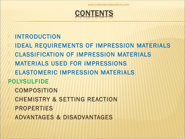 Impression materials in orthodontics/endodontic courses | PPT | Dental Health | Diseases and ...