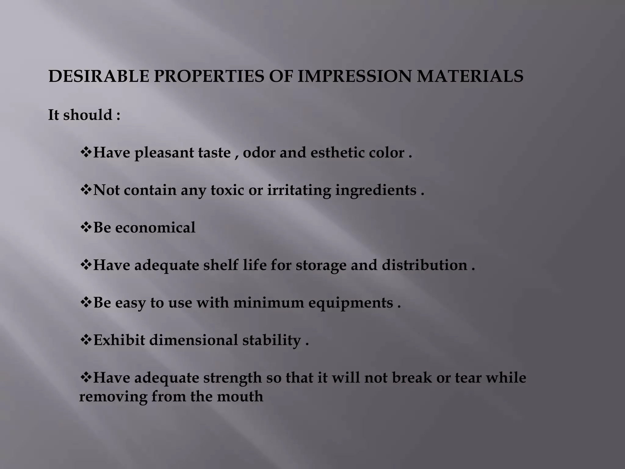 INTRODUCTION TO IMPRESSION MATERIALS | PPTX