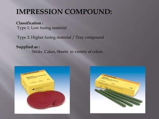 INTRODUCTION TO IMPRESSION MATERIALS | PPTX