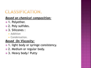 Impression materials polysulph poly ether | PPTX