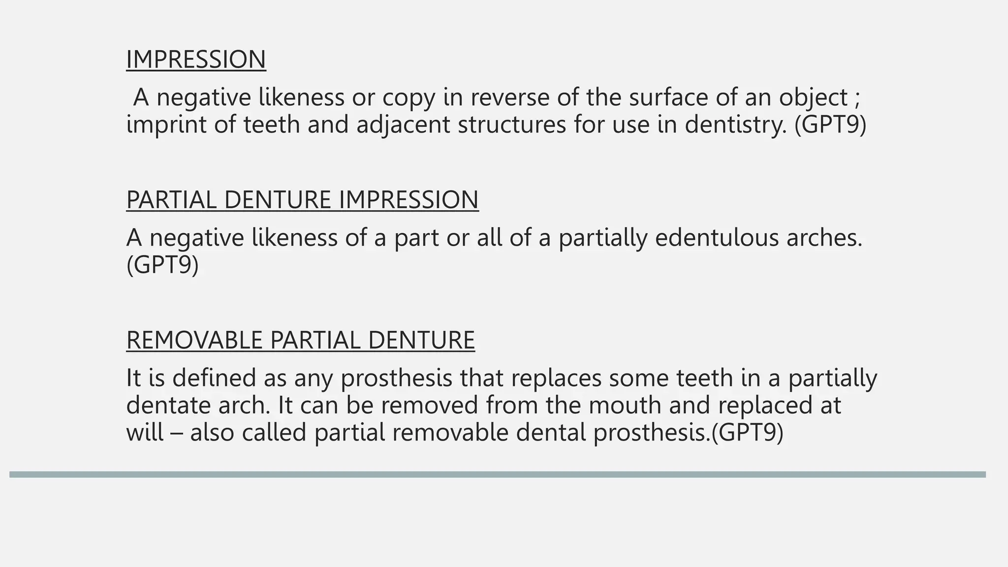 IMPRESSION MATERILS IN Removable partial denture in prosthodontics | PPTX