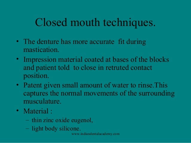 Impression procedures comlete denture/dental courses