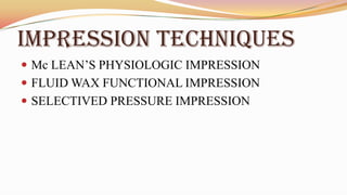 Impression procedures for removable partial denture | PPTX