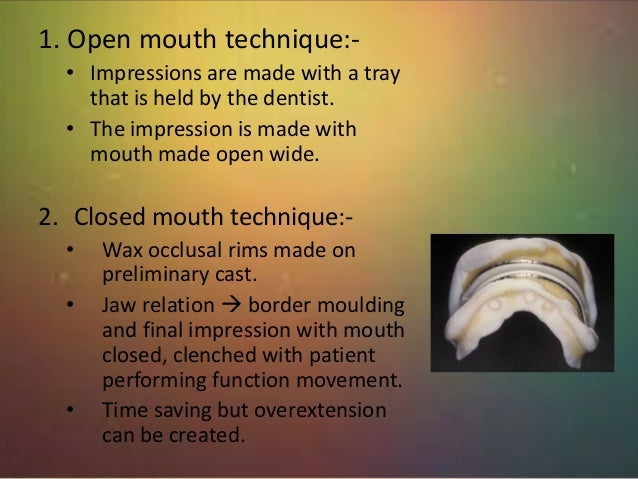 Impressions in complete dentures