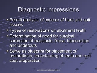 Impressions in removable partial dentures/ implant dentistry course ...