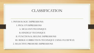 IMPRESSION TECHNIQUE IN RPD in prosthodontics | PPTX