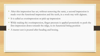 IMPRESSION TECHNIQUE IN RPD in prosthodontics | PPTX