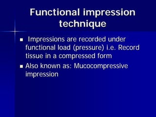 Impression techniques and materials partial dentures yr 3 | PDF