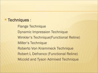 Impression techniques in complete dentures.ppt
