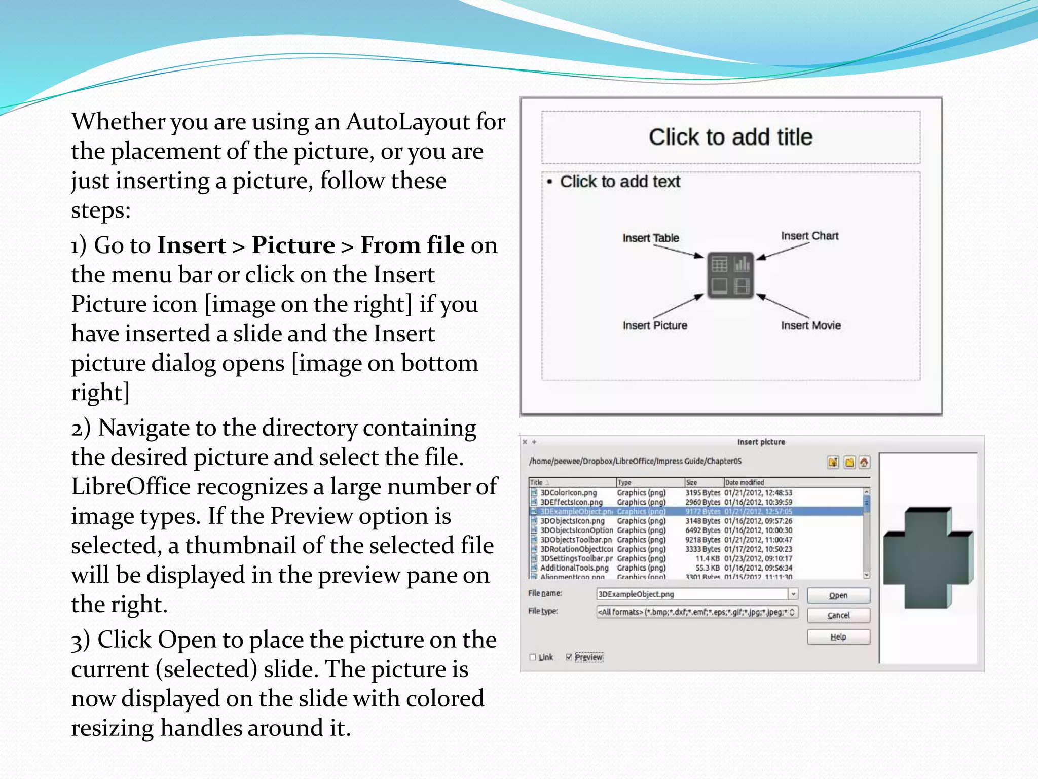 Libre Office Impress Lesson 3: Adding and Formatting pictures | PPTX ...