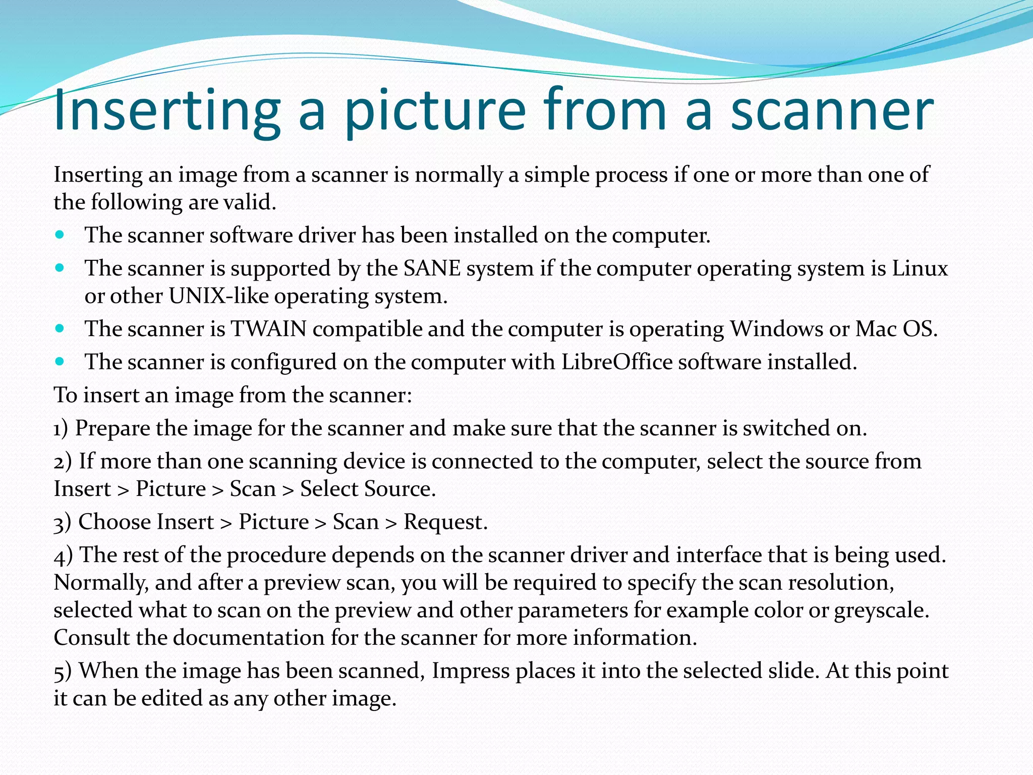 Libre Office Impress Lesson 3: Adding and Formatting pictures | PPTX ...