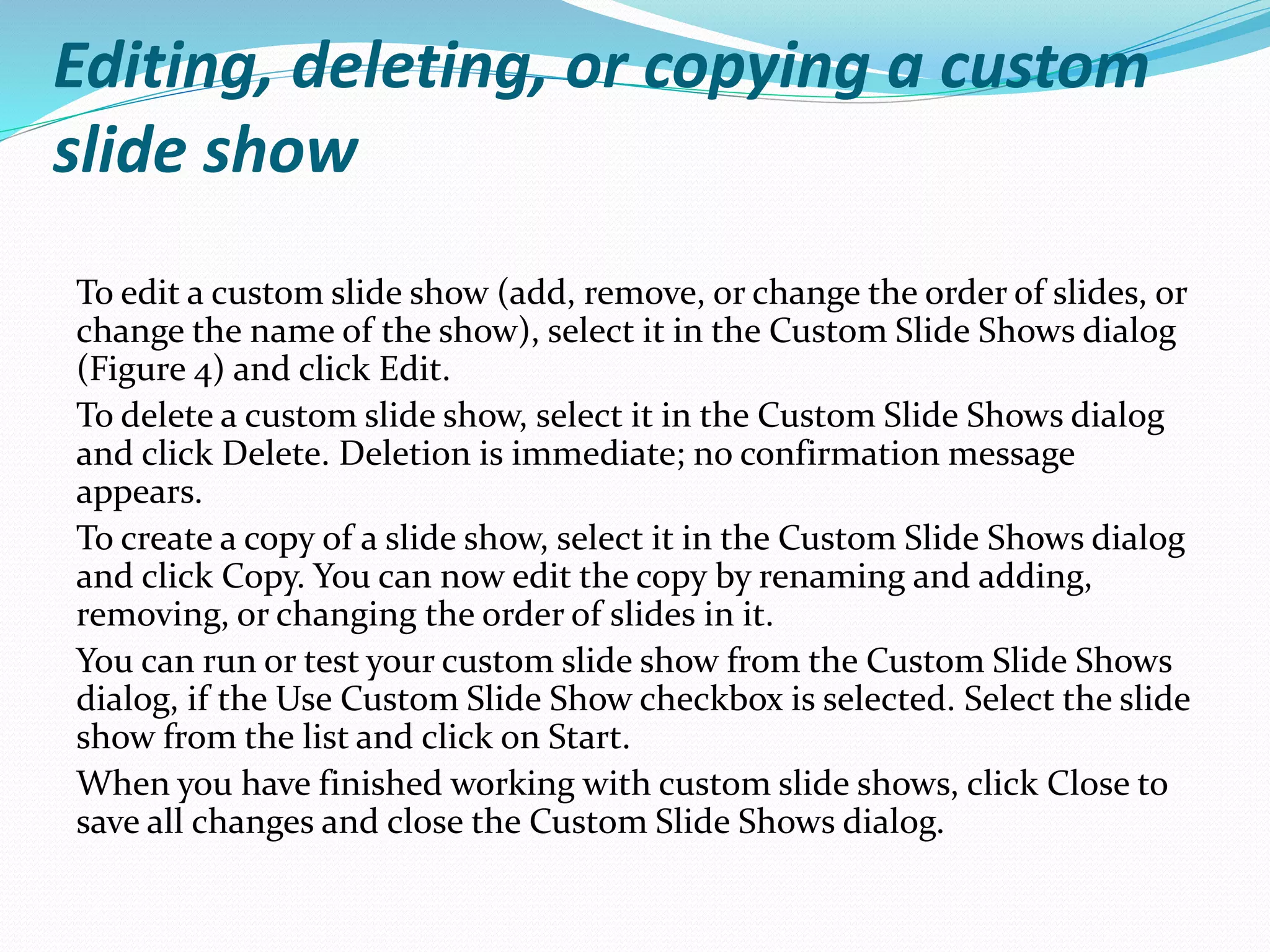 Libre Office Impress Lesson 5: Slide shows and animations | PPTX