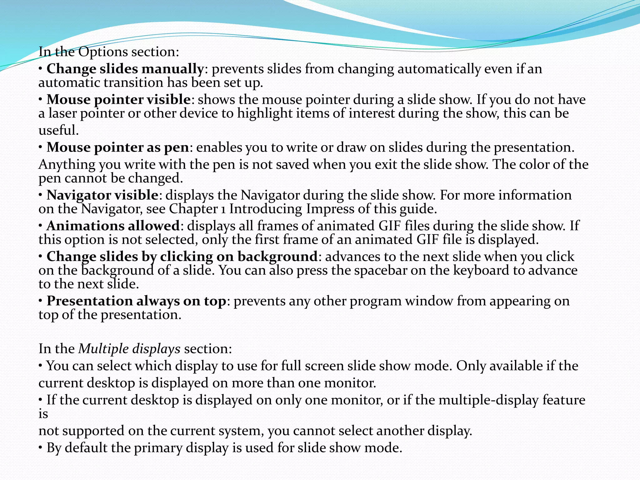 Libre Office Impress Lesson 5: Slide shows and animations | PPTX