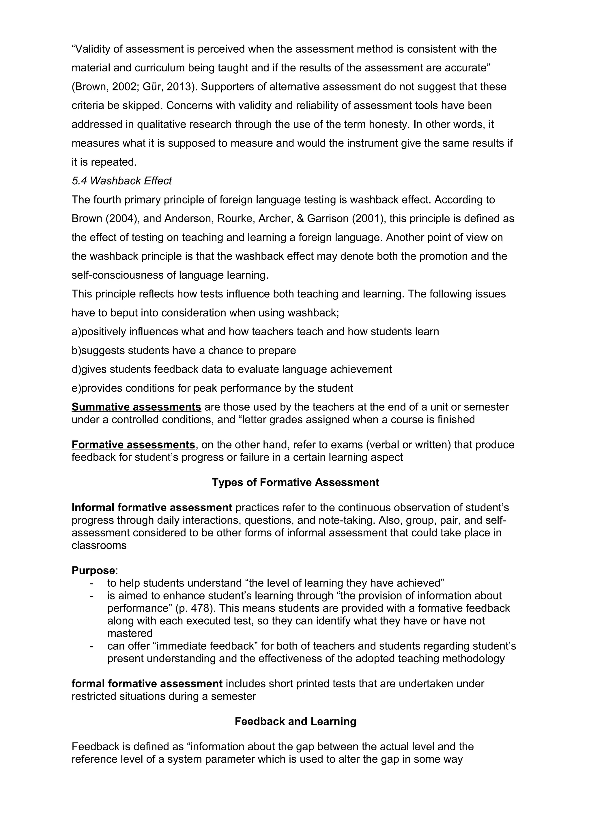 assessment and feedback in english language learning | PDF