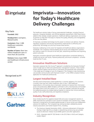 Imprivata Corporate Factsheet | PDF