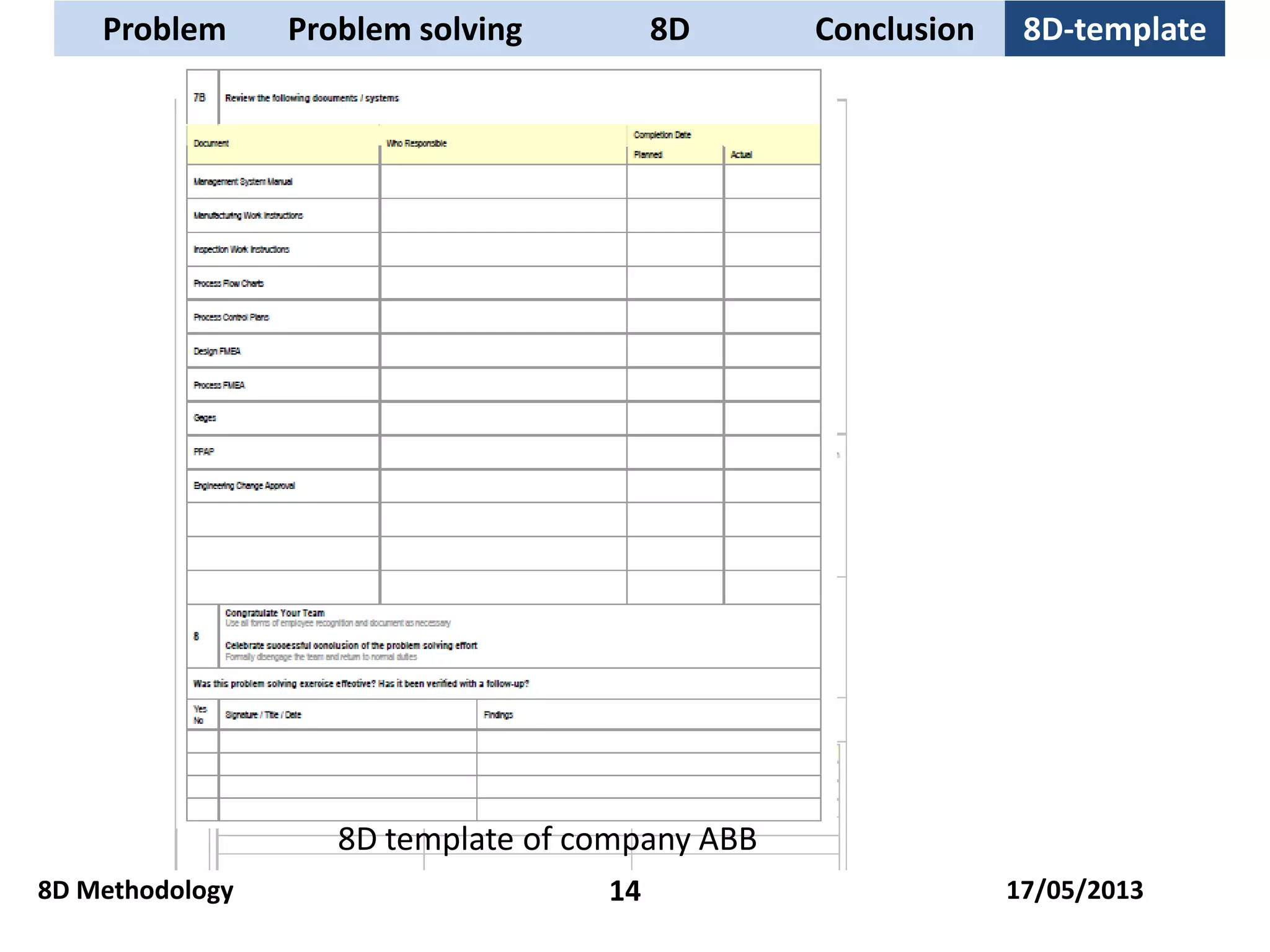 8D problem solving | PPTX