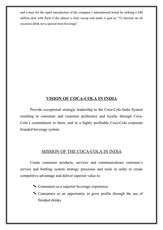 project on coca cola | DOC