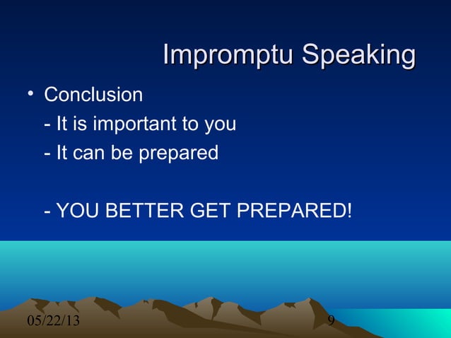 Impromptu speaking workshop | PPT