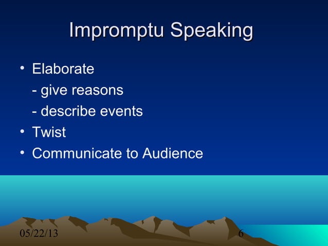 Impromptu speaking workshop | PPT