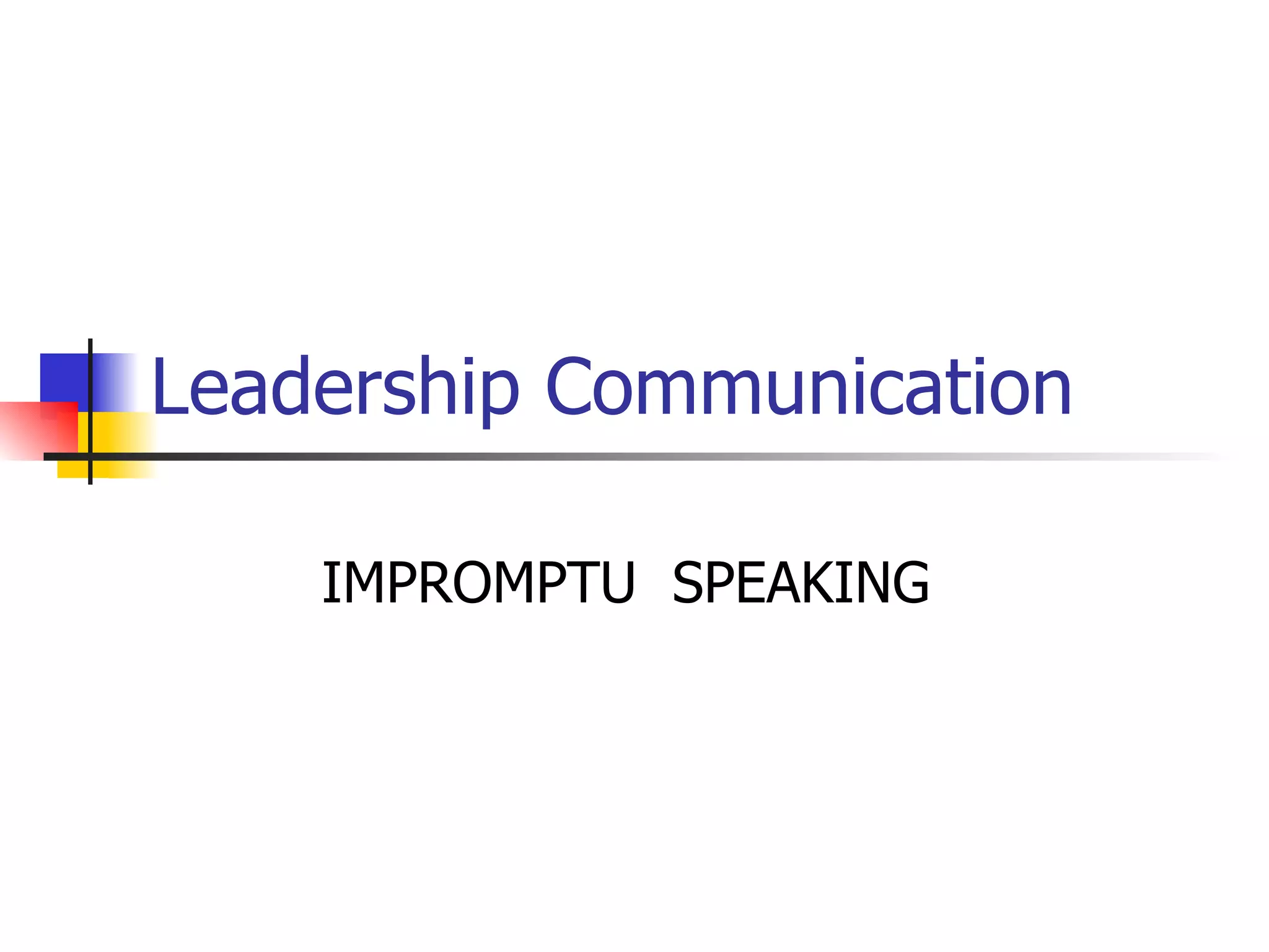 Impromptu Speaking | PPT