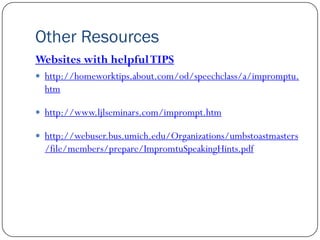 Impromptu speaking | PDF