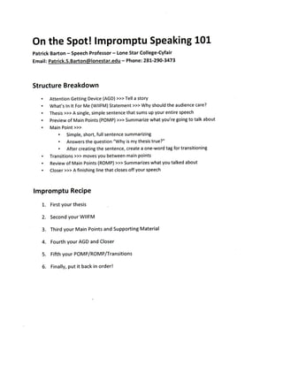 Impromptu Speech Examples