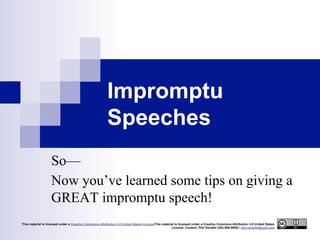 Impromptu speeches student directions and tips | PPT