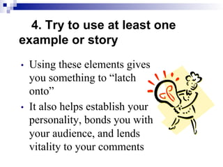 Impromptu speeches student directions and tips | PDF