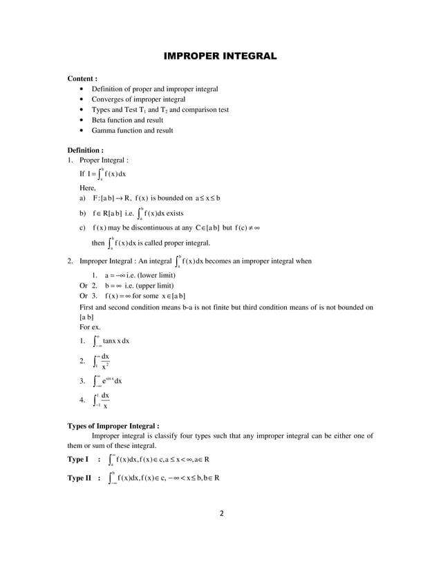 Improper integral | PDF