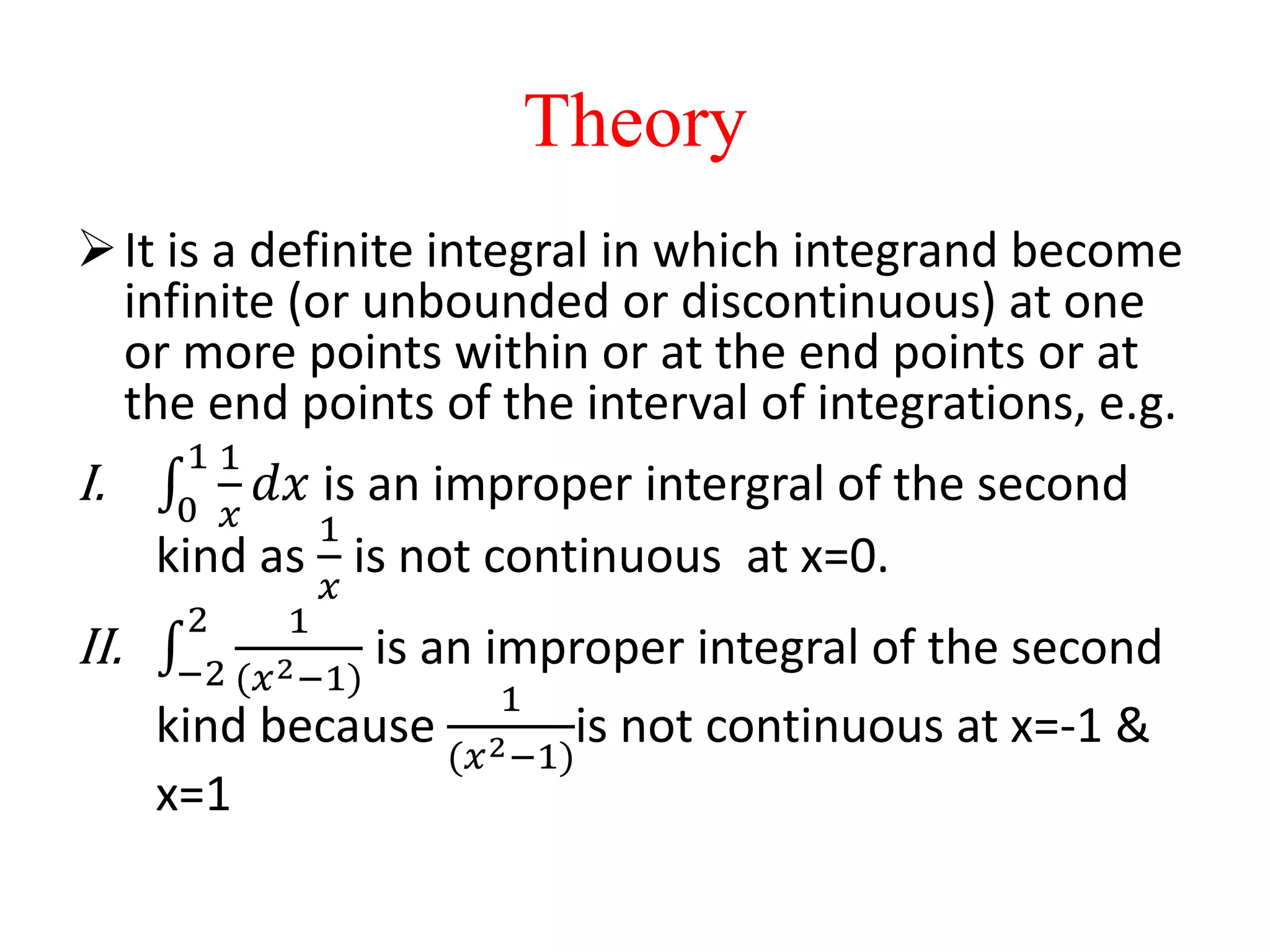 Improper integral of second kind | PPTX