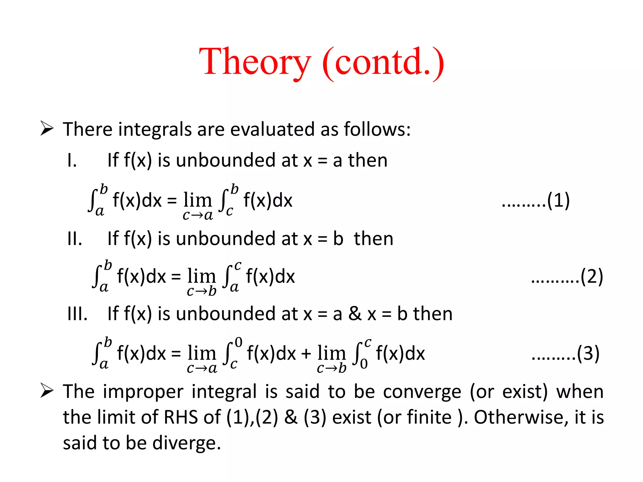 Improper integral of second kind | PPTX