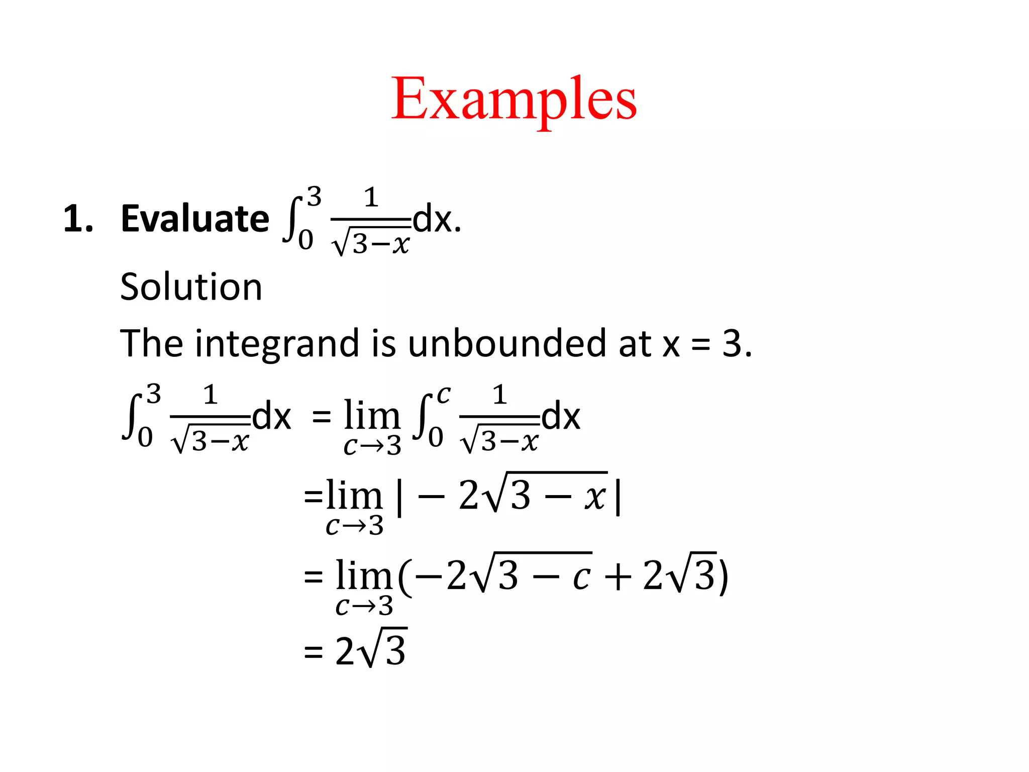 Improper integral of second kind | PPTX