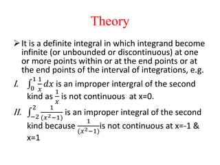 Improper integral of second kind | PPTX