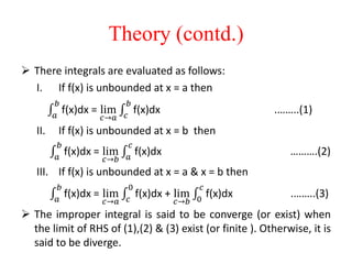 Improper integral of second kind | PPTX