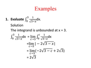 Improper integral of second kind | PPT