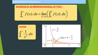 Improper integrals IN MATH | PPTX