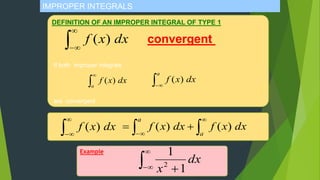 Improper integrals IN MATH | PPTX
