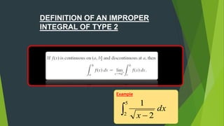 Improper integrals IN MATH | PPTX