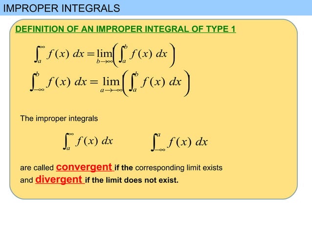 PPT of Improper Integrals IMPROPER INTEGRAL | PPT