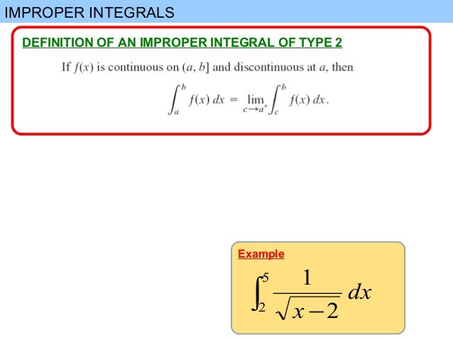 PPT of Improper Integrals IMPROPER INTEGRAL