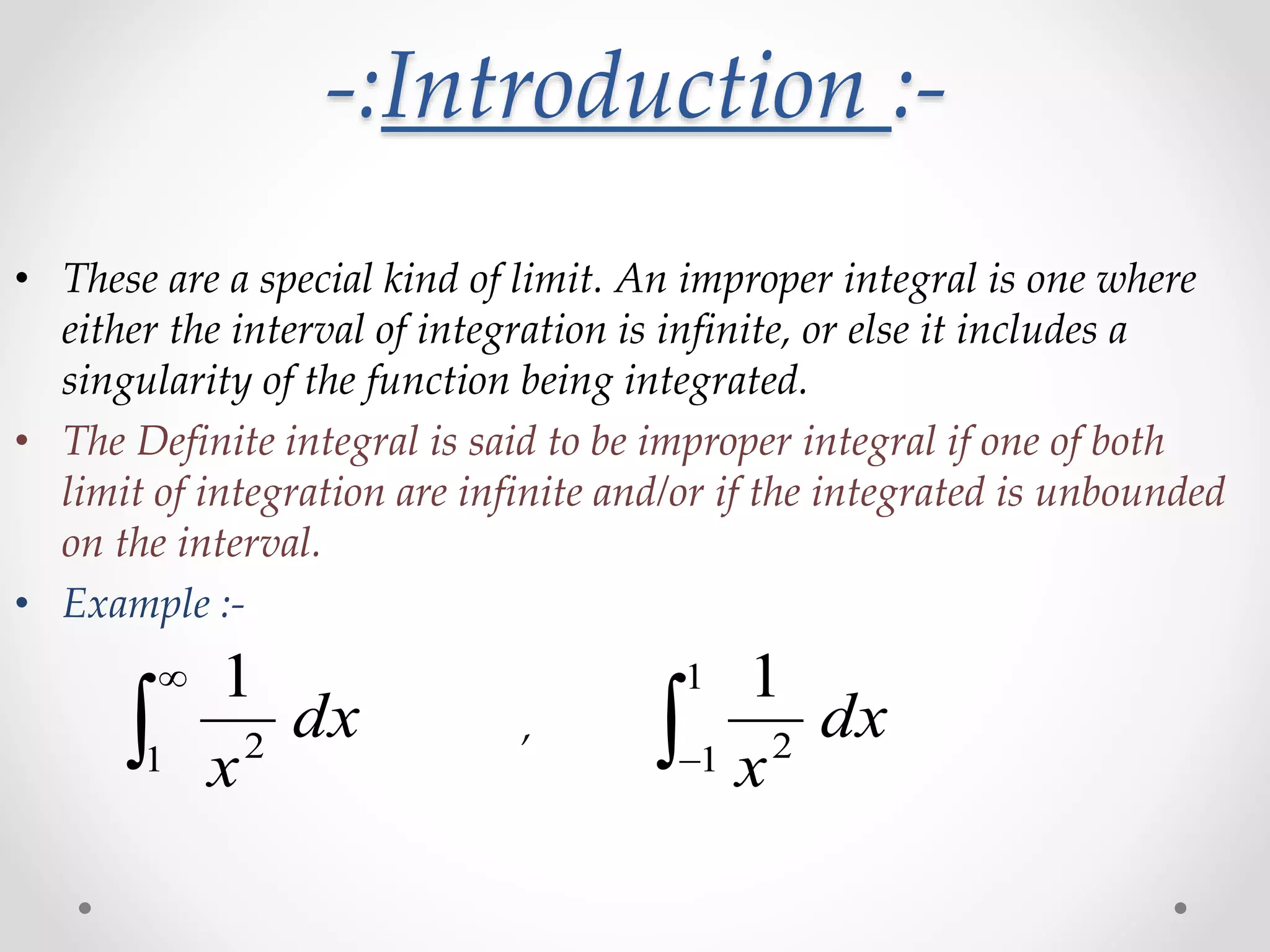 Improper integrals by svbhatti | PPT