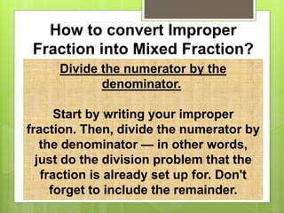 Converting Improper Fraction to Mixed Number | PPTX