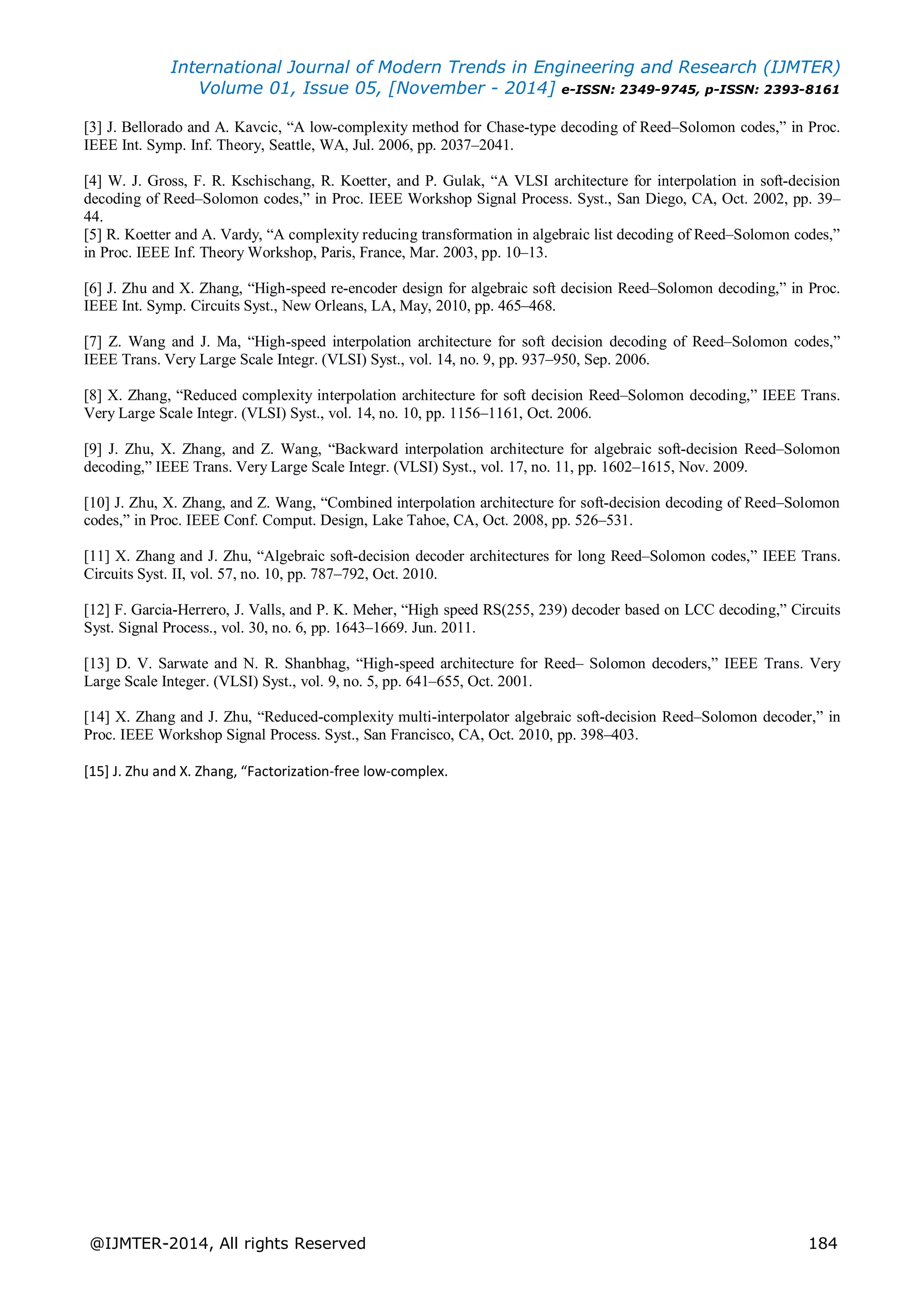 IMPROVED PERFORMANCE RS DECODER USING LCC DECODING BASED ON USC | PDF | Computer Software and ...