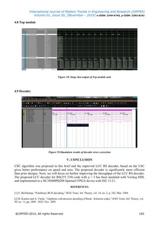 IMPROVED PERFORMANCE RS DECODER USING LCC DECODING BASED ON USC | PDF ...