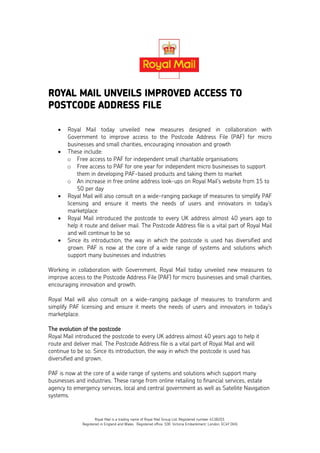 Improved access to PAF - Official press release 2013 | PDF
