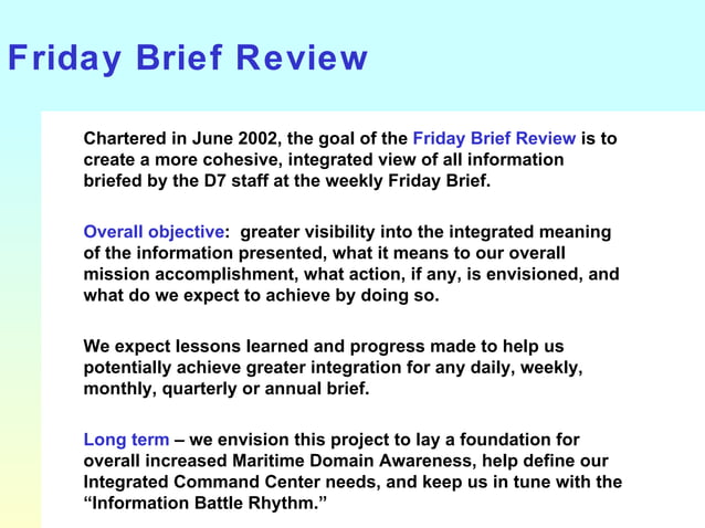 Improved Friday Commanders Brief - Proposed - by Joel Magnussen 2002 ...