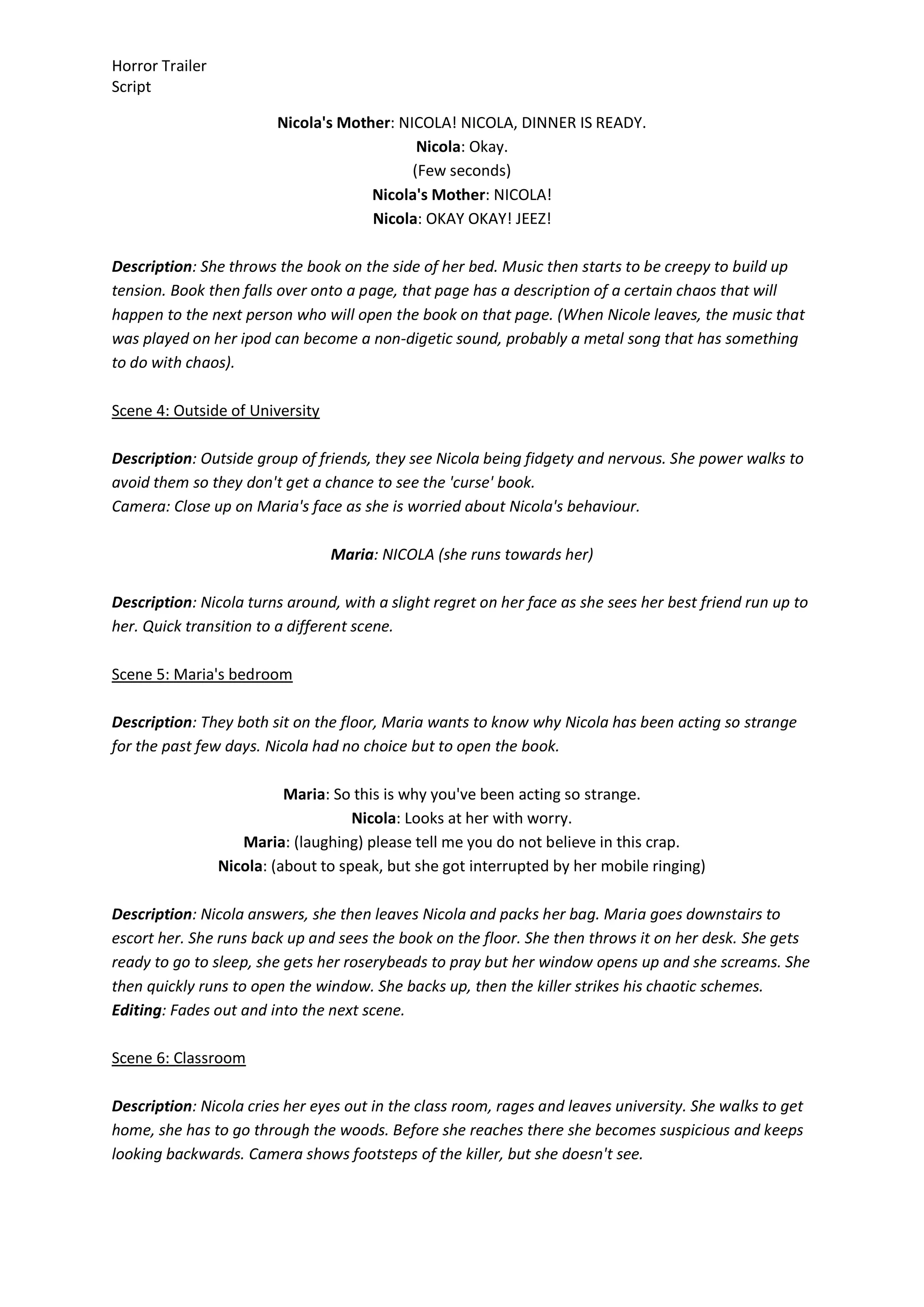 Improved script of horror trailer | PDF