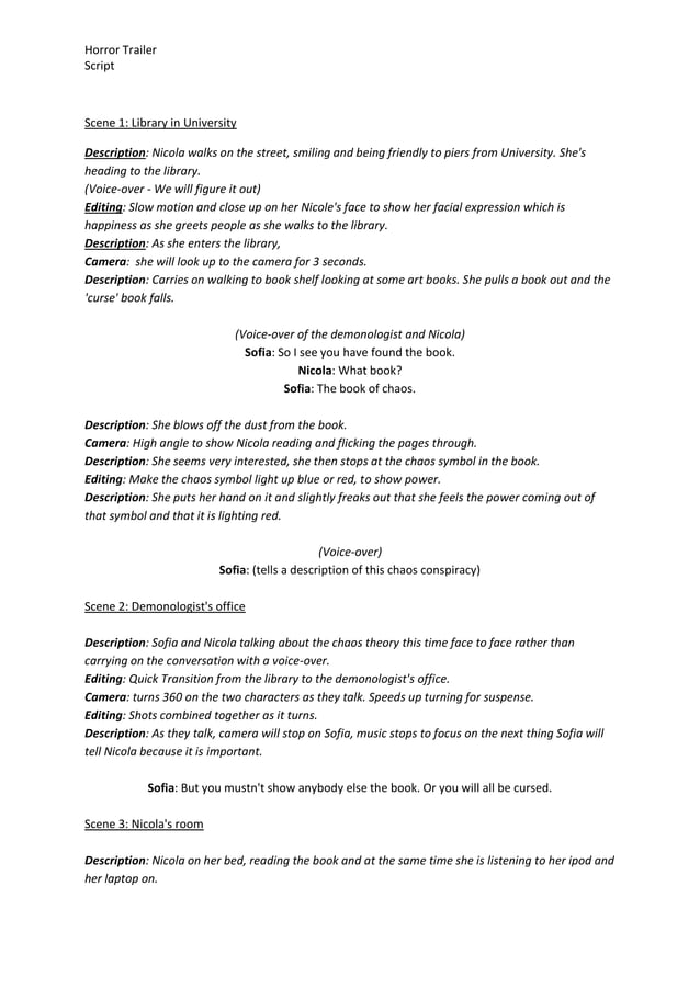 Improved script of horror trailer | PDF