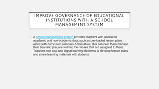 Improve Governance of Educational Institutions with a School Management ...
